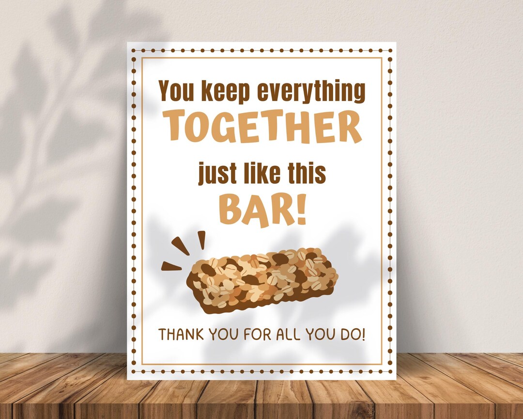 Granola Bar Appreciation Sign, Appreciation Week Printable Poster ...