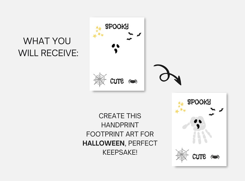 Halloween Handprint Art, Ghost Printable Baby Handprint Craft, Toddler ...