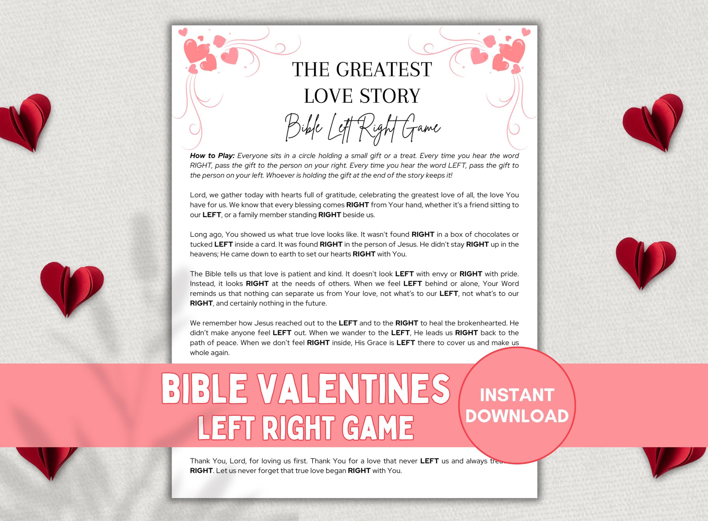 Christian Valentine Left Right Game, Bible Pass the Prize, Ladies ...