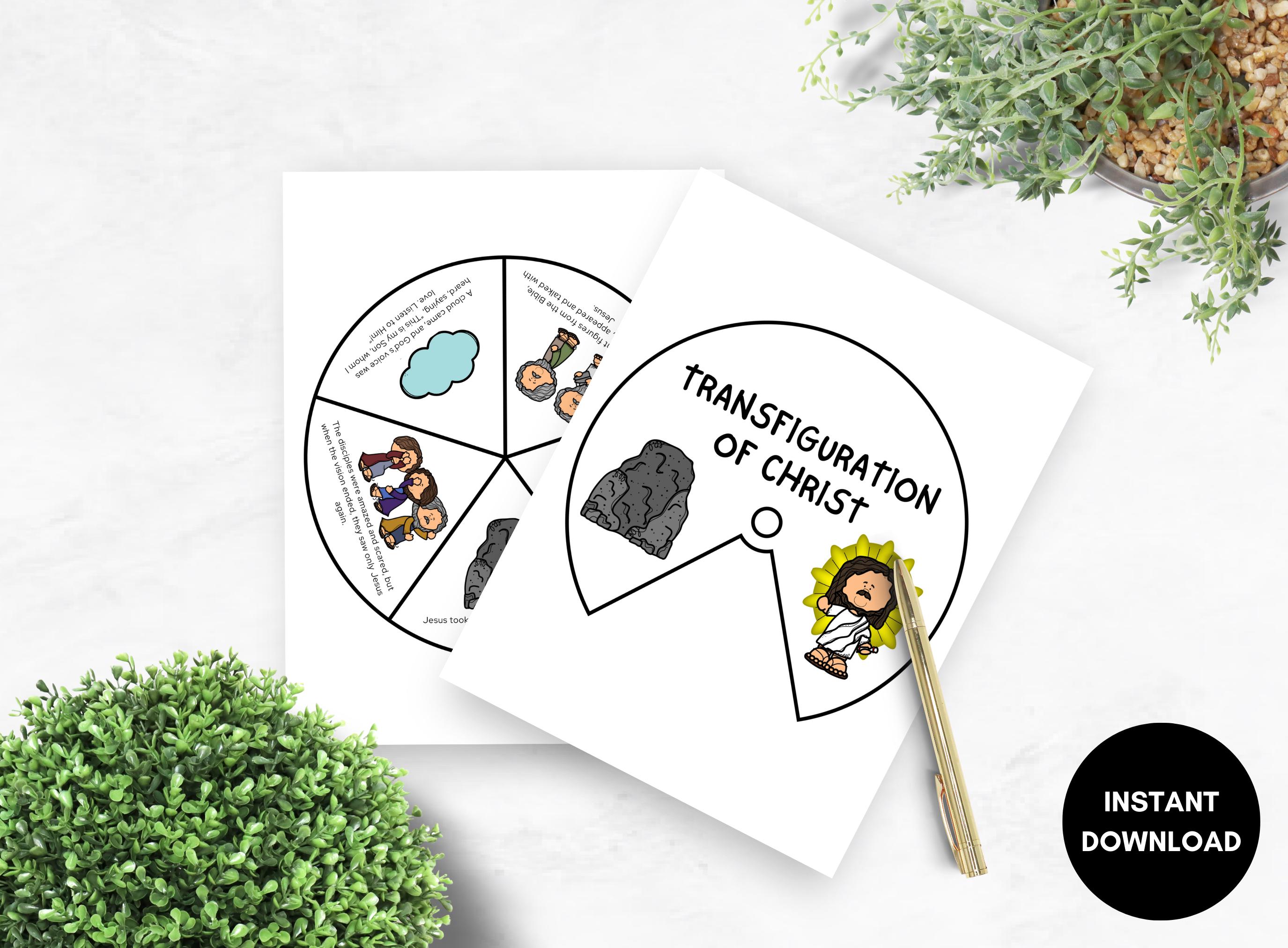 Transfiguration of Christ, Printable Bible Coloring Wheel, Life of ...