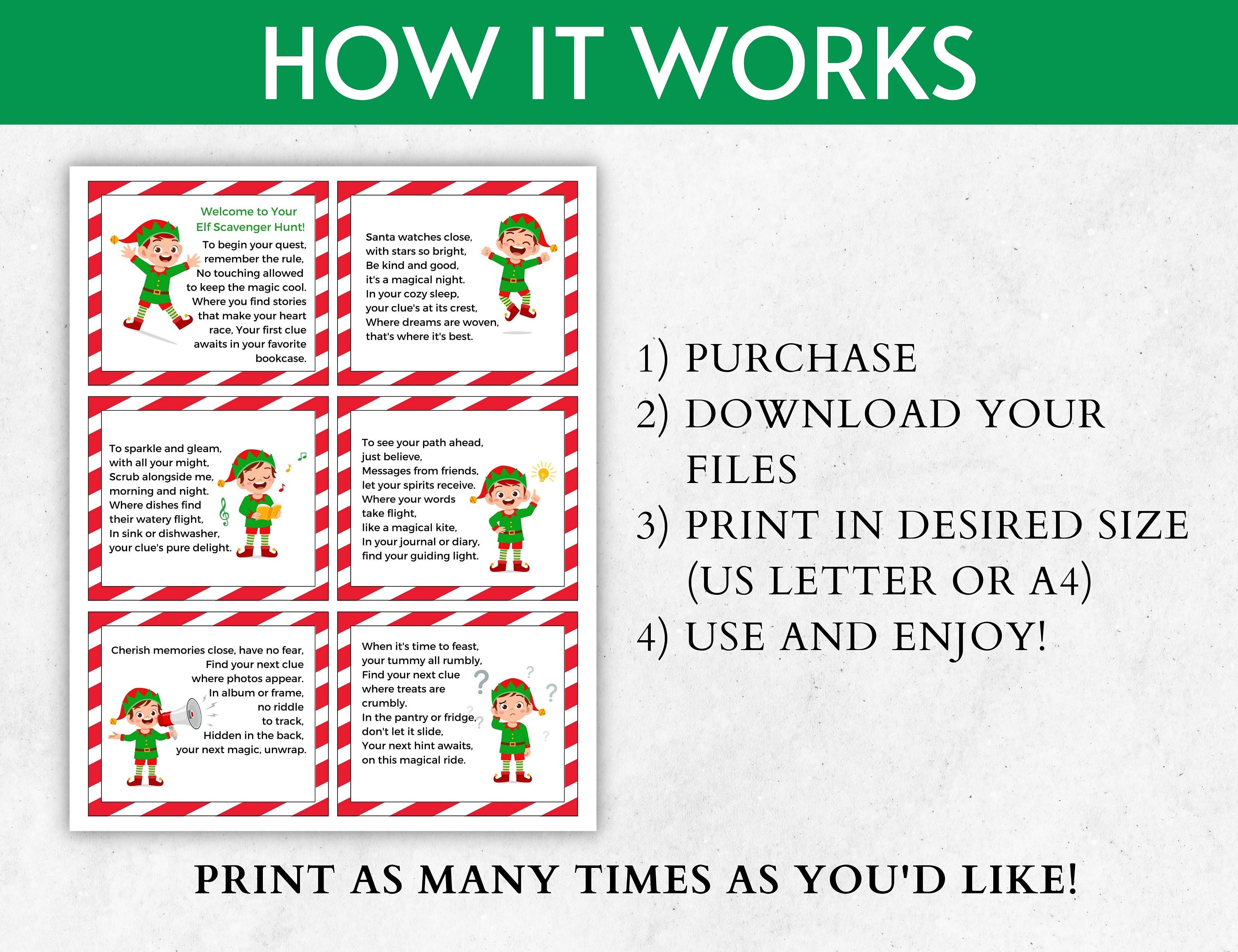 Elf Scavenger Hunt, Printable Indoor Christmas Scavenger Hunt Game, Elf ...