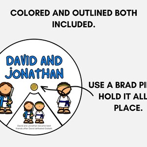 David and Jonathan, Printable Bible Coloring Wheel, Sunday School Craft ...