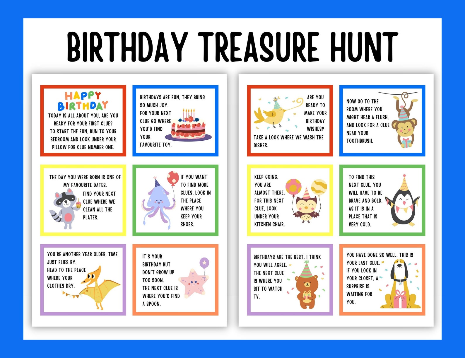 Birthday Scavenger Hunt for Kids, Birthday Treasure Hunt, Indoor ...
