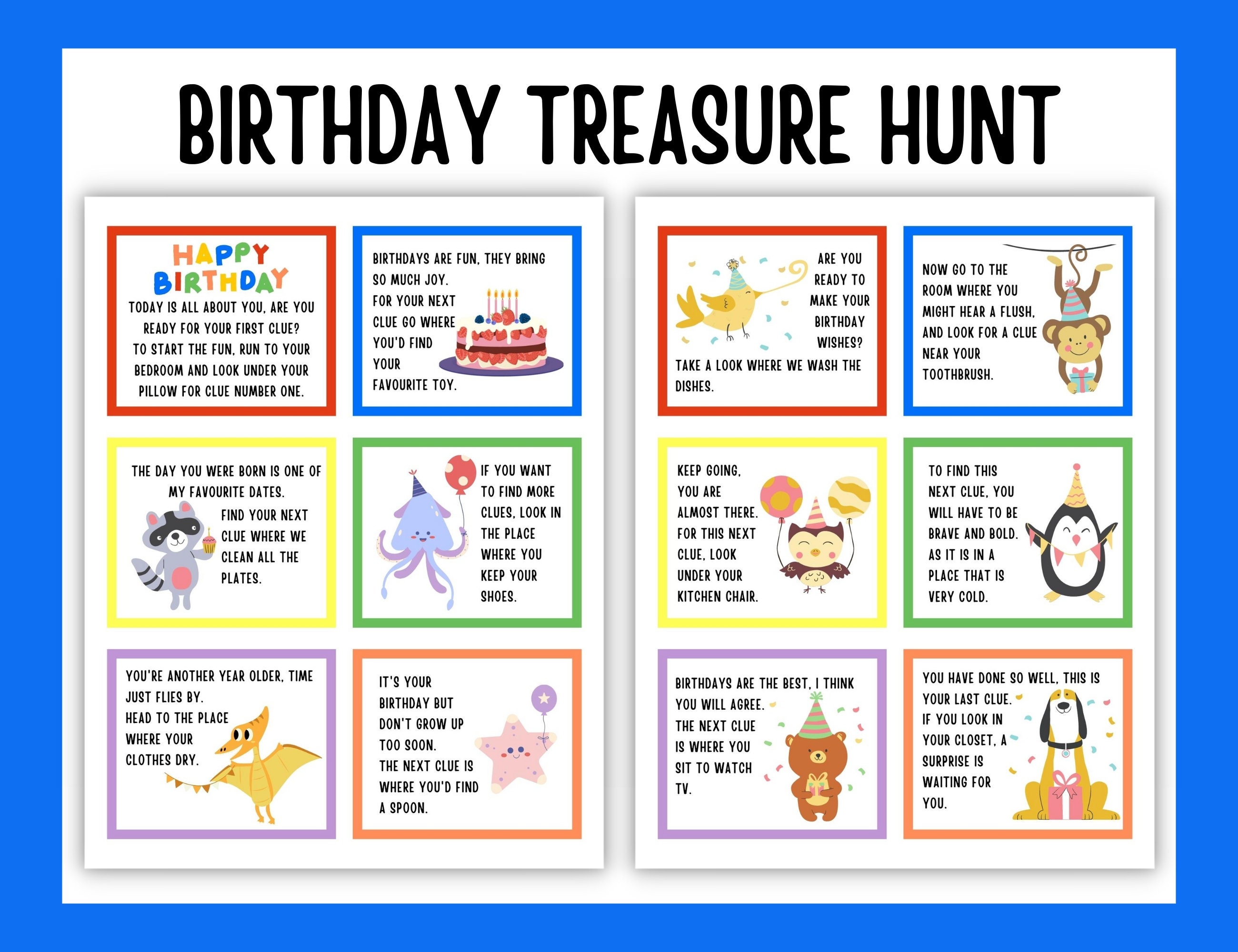 Birthday Scavenger Hunt for Kids, Birthday Treasure Hunt, Indoor ...