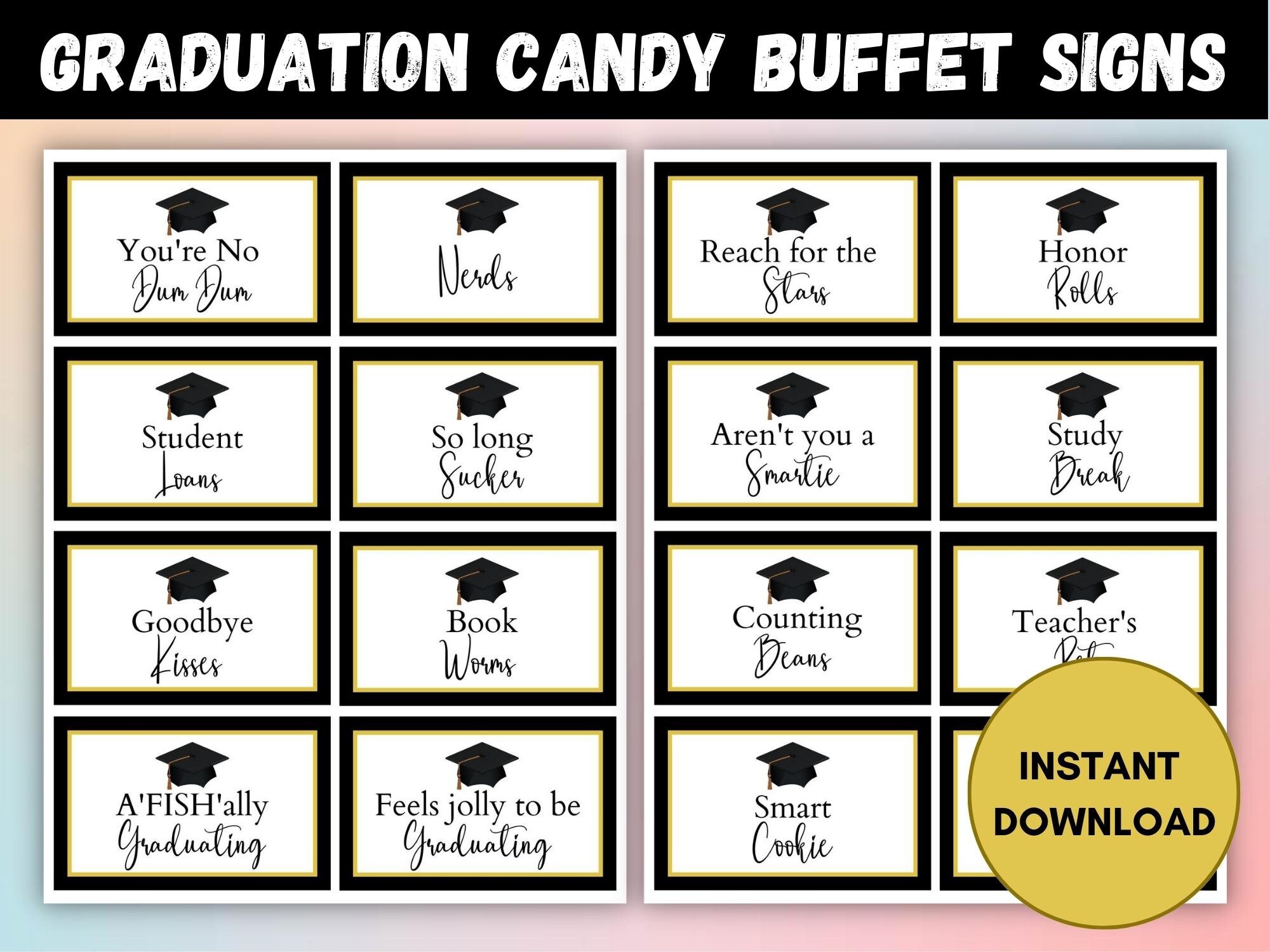 Graduation Candy Bar, Grad Party Favors, Candy Buffet Signs, Candy ...