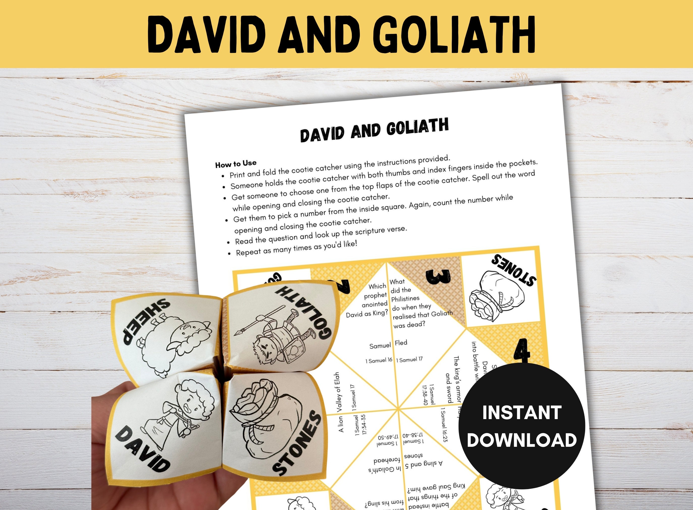 David and Goliath, Sunday School Craft, Printable Bible Craft, Cootie ...