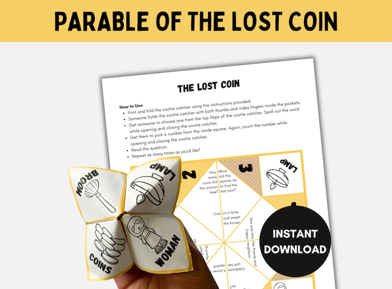 Parable of the Lost Coin, Printable Cootie Catcher, Sunday School Craft ...