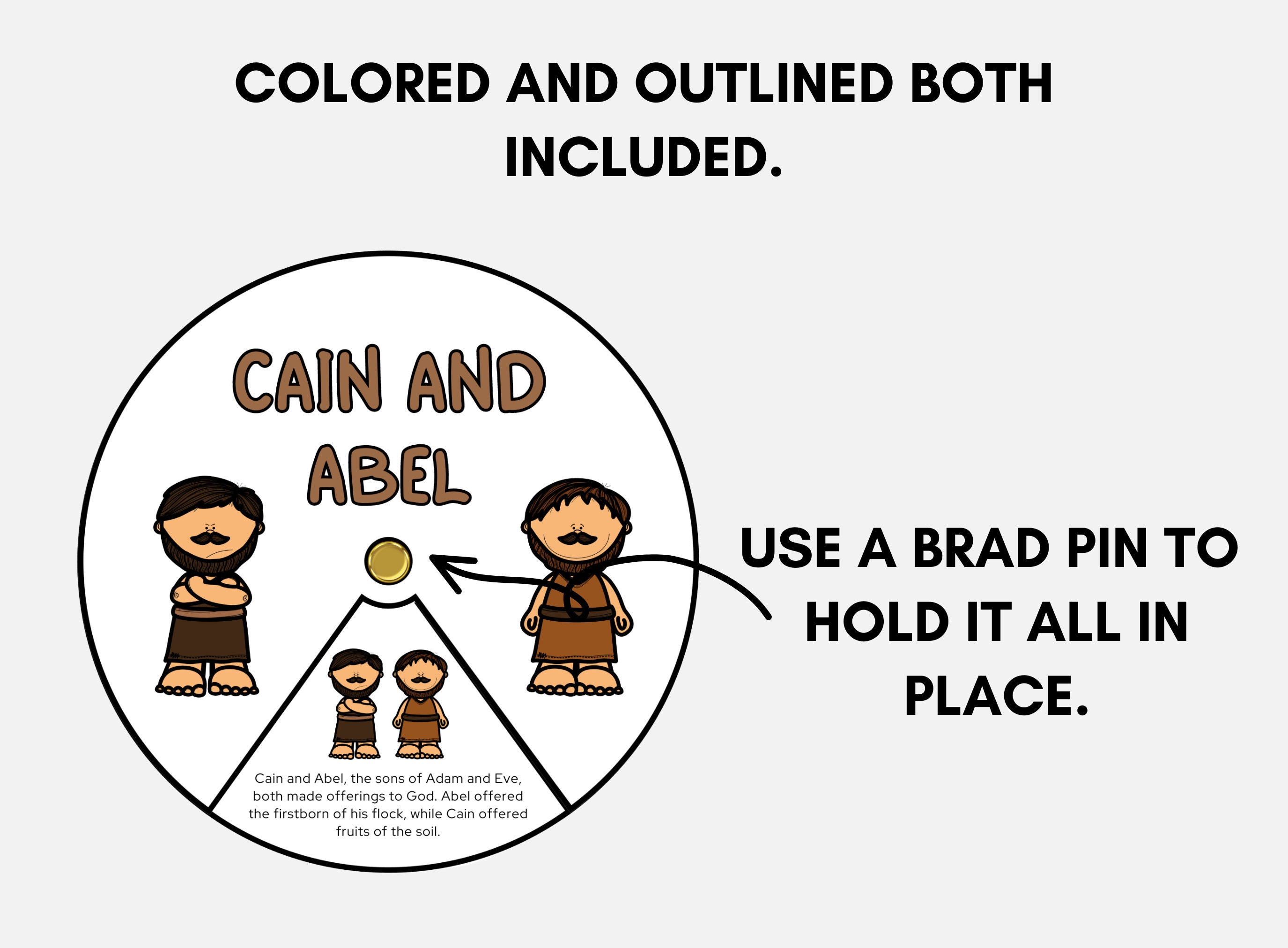 Cain and Abel, Printable Bible Coloring Wheel, Sunday School Craft ...