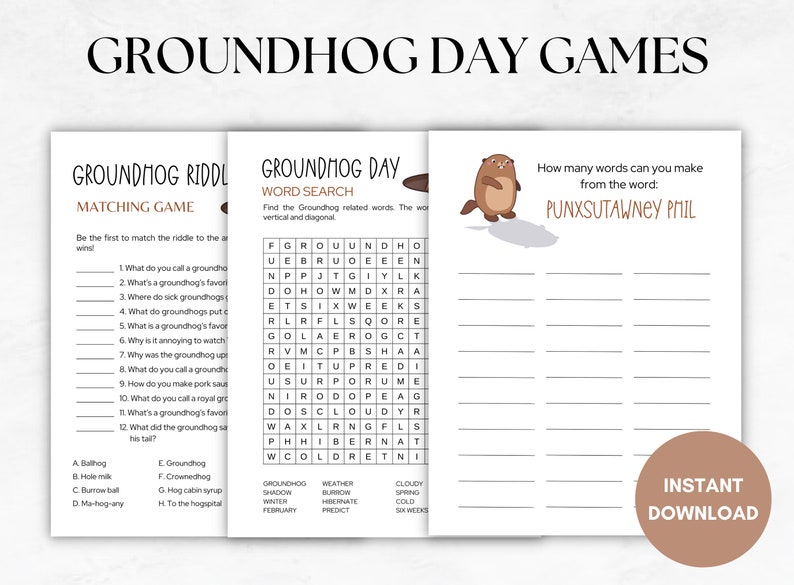 8 Printable Groundhog Day Games, Fun Groundhog Activities for Kids and ...