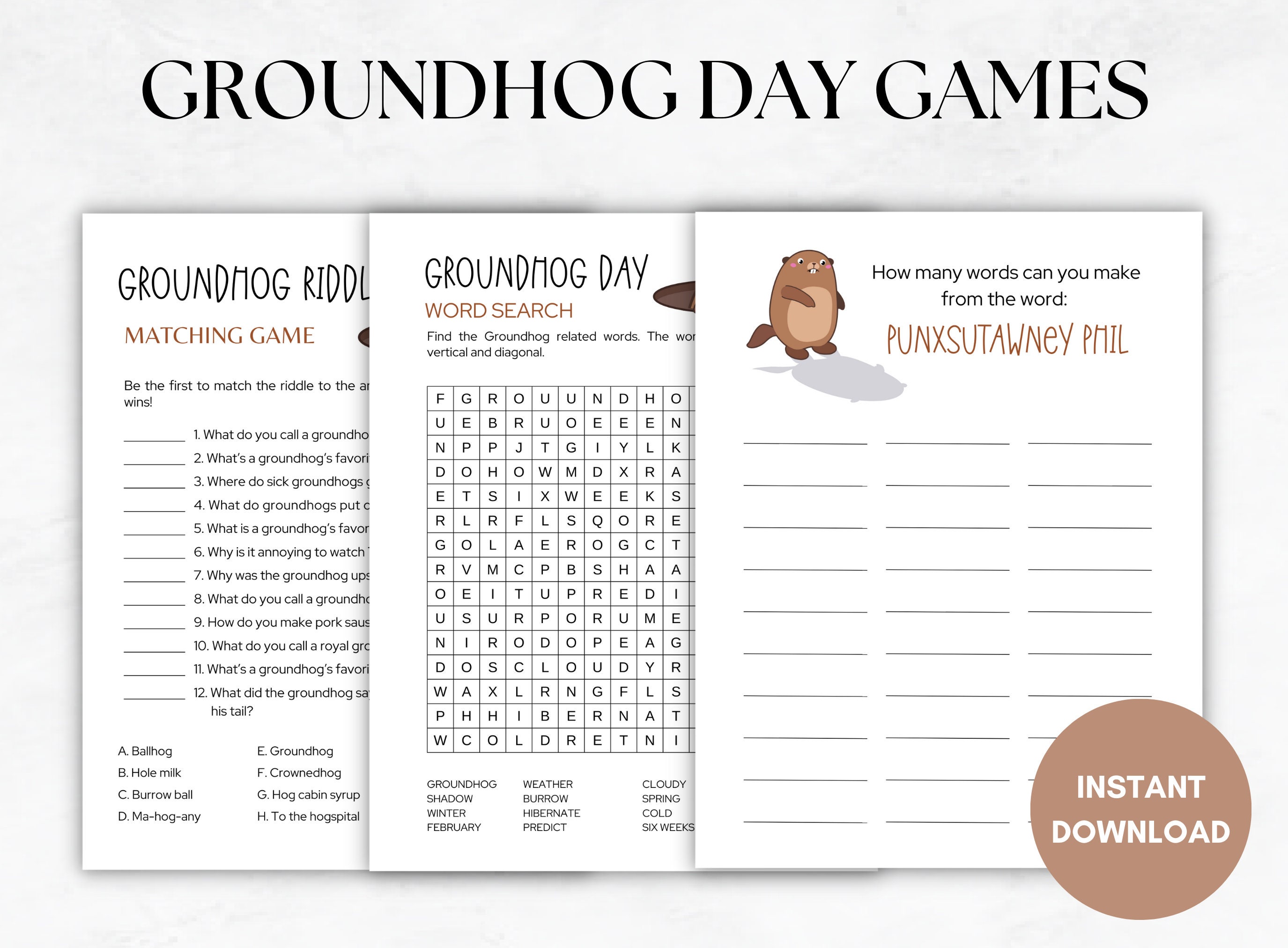 8 Printable Groundhog Day Games, Fun Groundhog Activities for Kids and ...