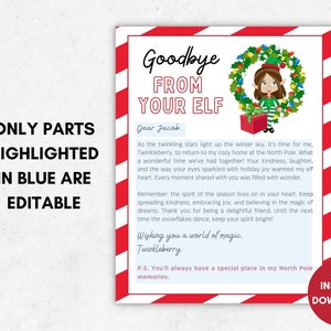 Editable Elf Letter, Goodbye Letter From Elf, Letter From Your Elf ...