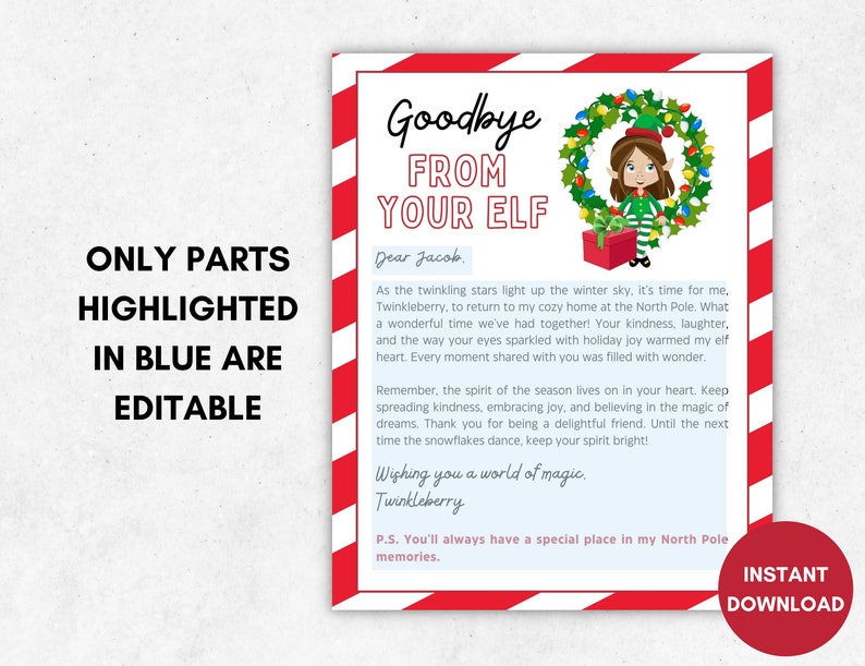 Editable Elf Letter, Goodbye Letter From Elf, Letter From Your Elf ...