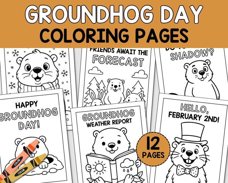 Groundhog Day Coloring Pages, Happy Groundhog Day, Printable Groundhog ...