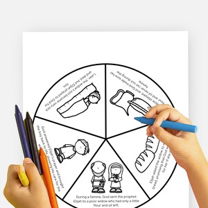 Elijah and the Widow, Printable Bible Coloring Wheel, Sunday School ...
