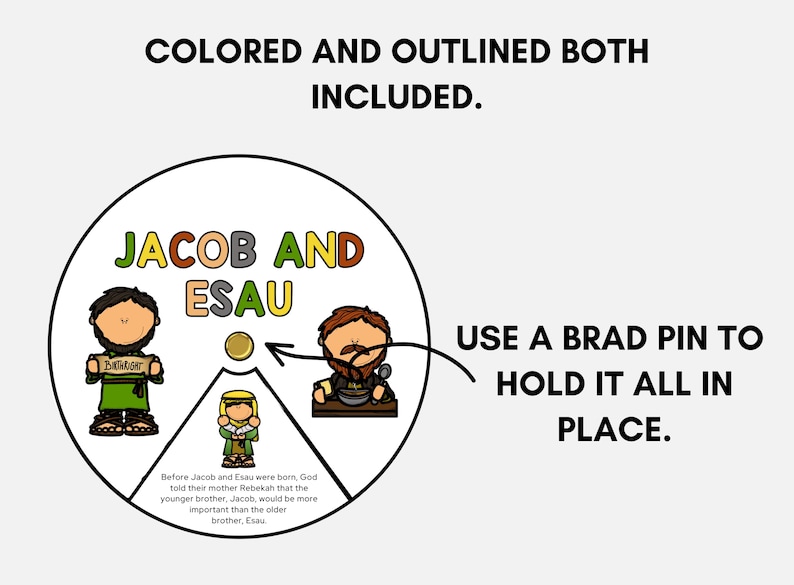 Jacob and Esau, Bible Coloring Wheel Printable, Sunday School Craft ...