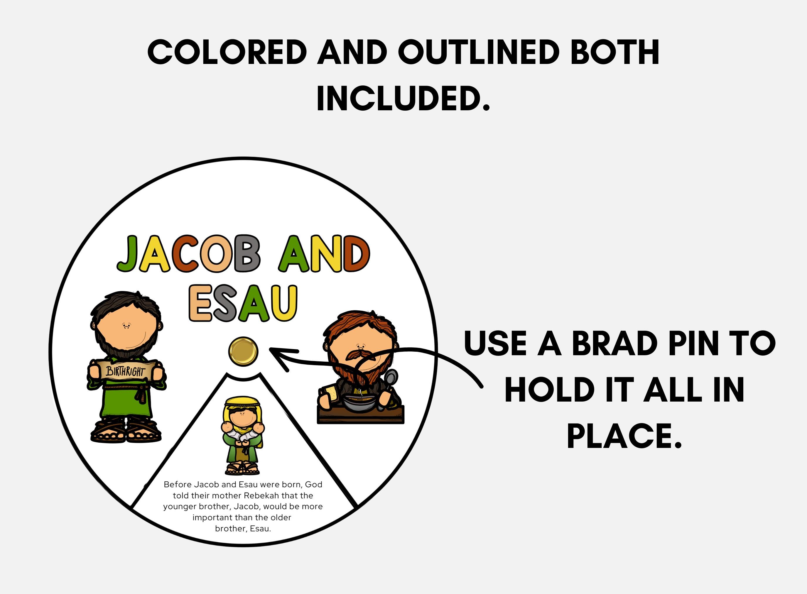 Jacob and Esau, Bible Coloring Wheel Printable, Sunday School Craft ...