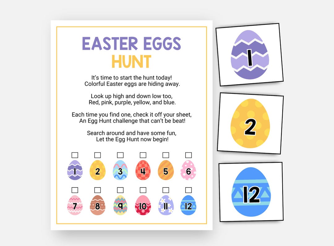 Easter Egg Scavenger Hunt, Easter Egg Hunt, Kids Treasure Hunt ...