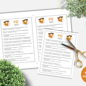 Pie Trivia, Printable Thanksgiving Trivia Game, Trivia Questions for ...
