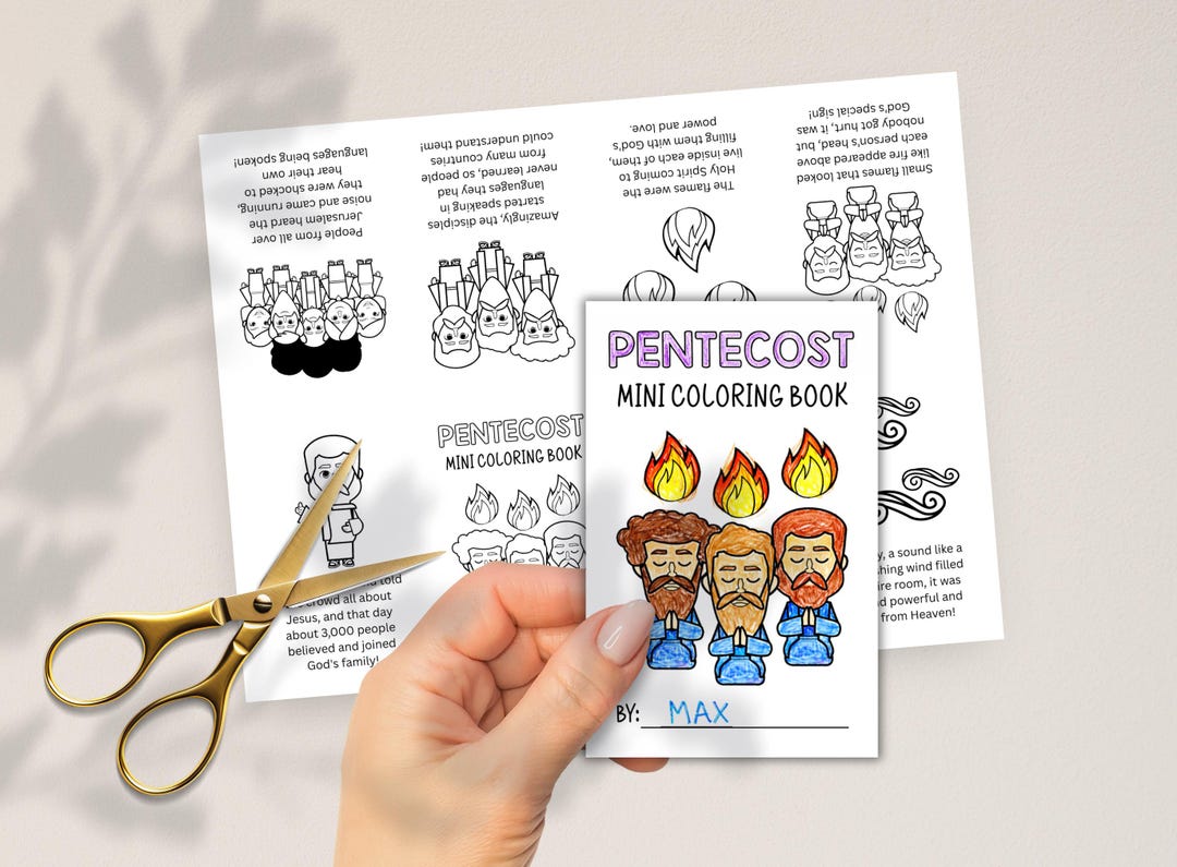 Pentecost Craft, Holy Spirit Bible Mini Coloring Book, Day of Pentecost ...