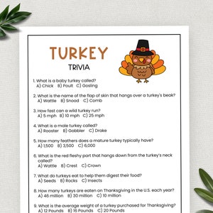 Turkey Trivia, Printable Thanksgiving Trivia Game, Turkey Day Trivia ...