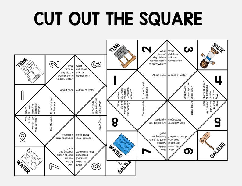 Jesus Talks to a Samaritan Woman at the Well, Bible Cootie Catcher ...