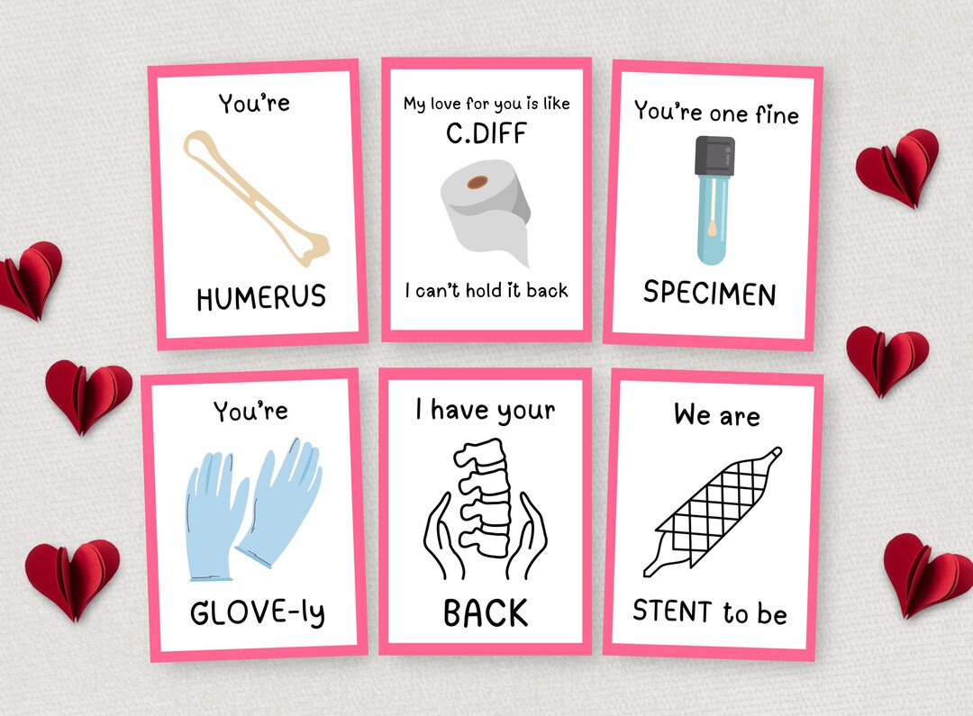 Nurse Valentines, Printable Doctor Valentine Gift Tags, Funny Medical ...
