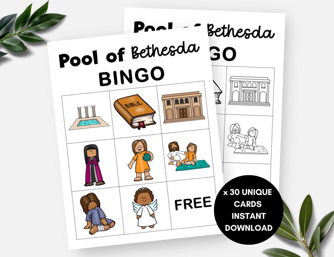 Jesus and the Pool at Bethesda, 30 Bible Story Bingo Cards, Miracles of ...