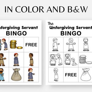 Unforgiving Servant, 30 Bible Story Bingo Cards, Printable Sunday ...
