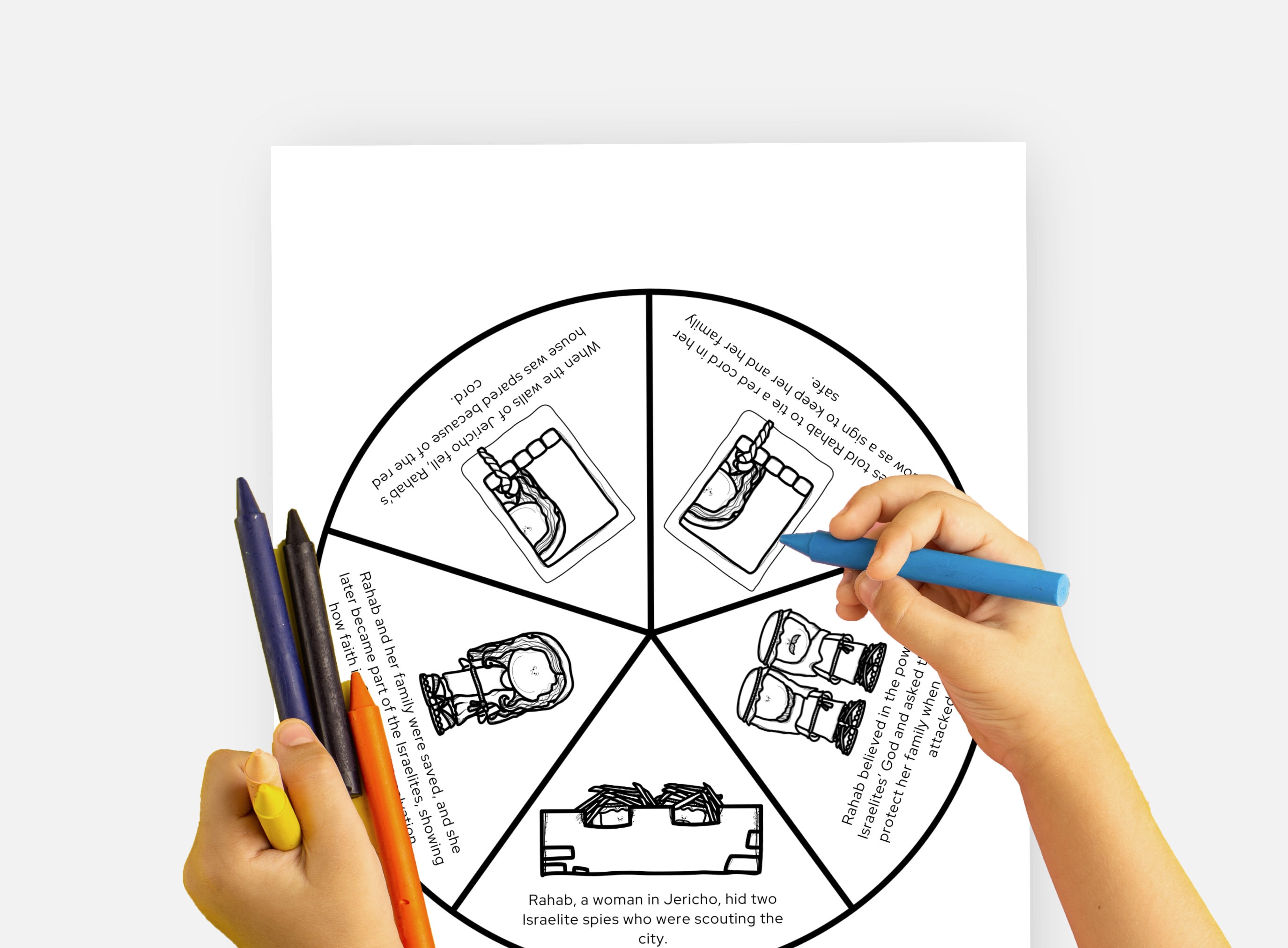 Rahab and the Spies, Printable Bible Coloring Wheel, Sunday School ...