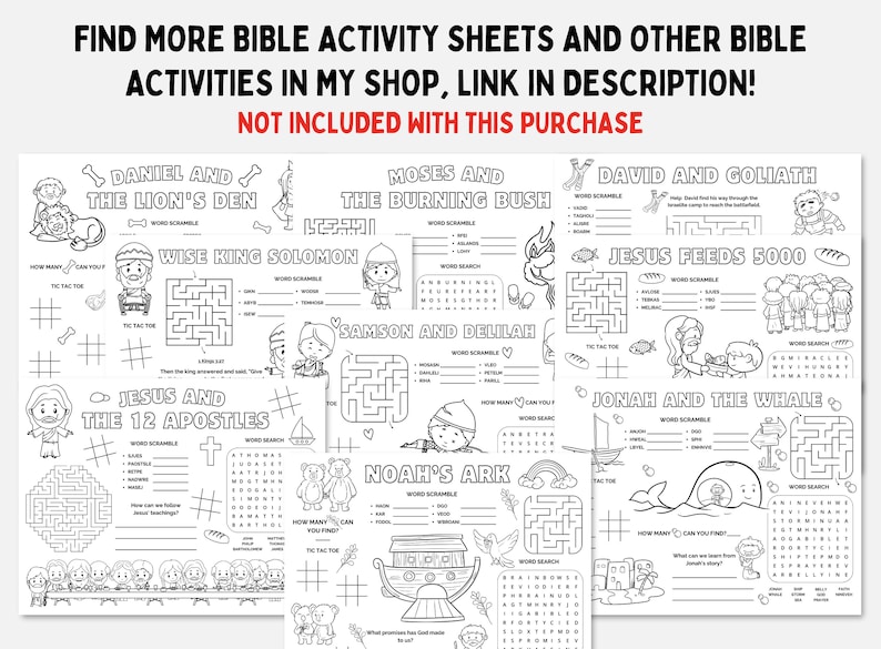 Noah's Ark, Printable Bible Activity Placemat, Sunday School, Kids Bible Study, Bible Story ...