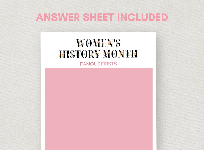 Women's History Month Famous Firsts Game, Printable International Women ...