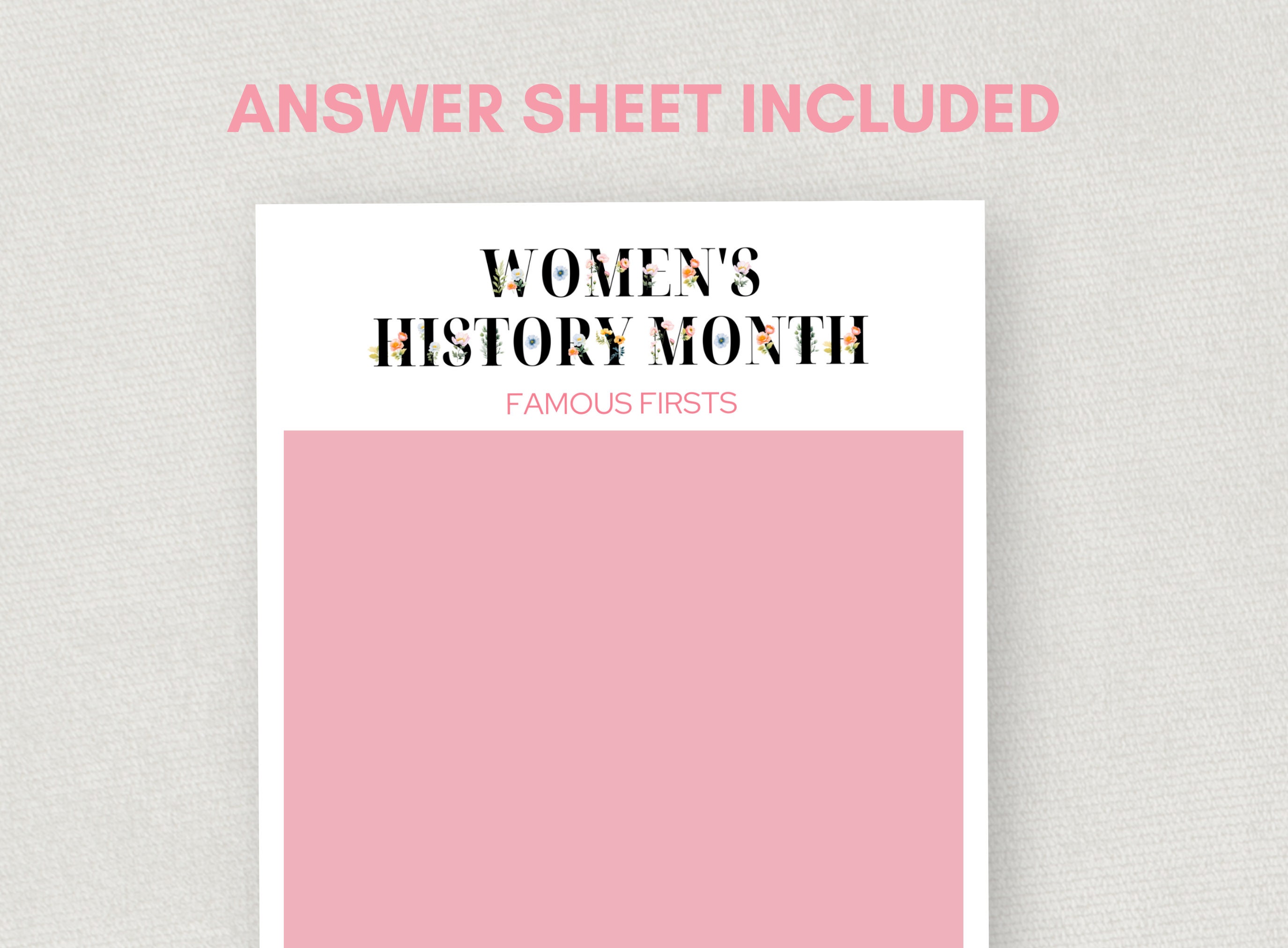 Women's History Month Famous Firsts Game, Printable International Women ...