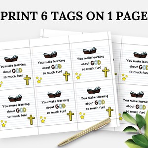 Sunday School Teacher Gift Tag, Printable Bible Study Religious Tags ...