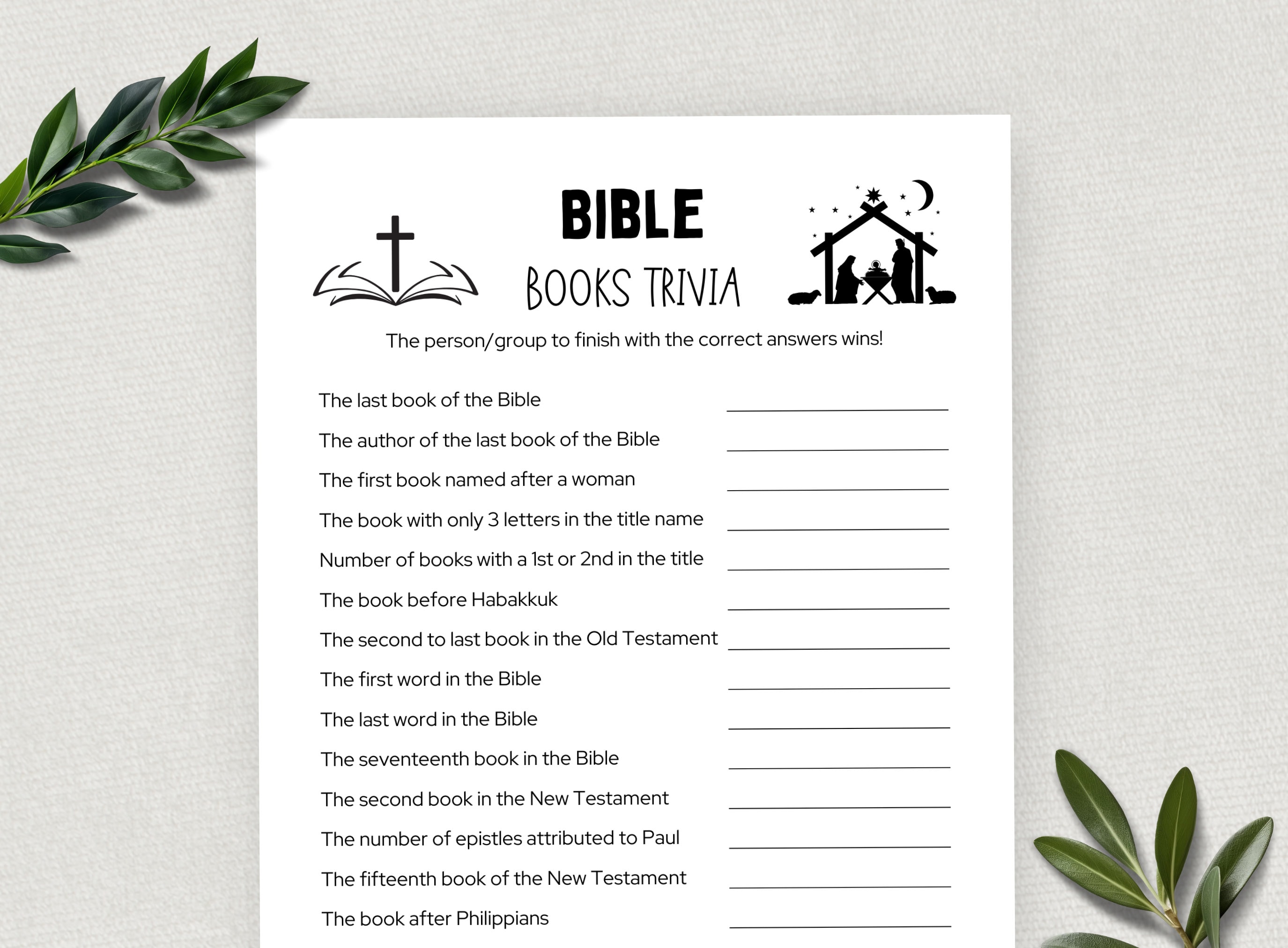 Printable Books of the Bible Trivia, Trivia Questions, Bible Games, Fun ...
