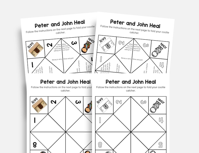 Peter and John Heal, Printable Bible Cootie Catcher, Sunday School ...