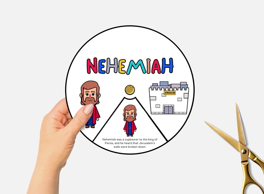Nehemiah, Printable Bible Coloring Wheel, Sunday School Craft, Bible ...