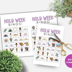 Holy Week Bingo, Printable Lent Bingo Cards, Religious Easter Game ...