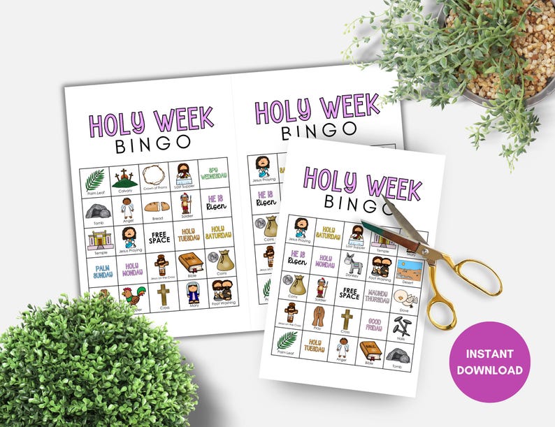 Holy Week Bingo, Printable Lent Bingo Cards, Religious Easter Game ...