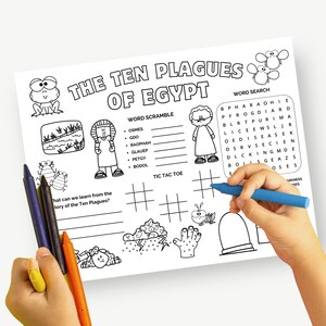 The Ten Plagues, Printable Bible Activity Placemat, Sunday School, Kids ...