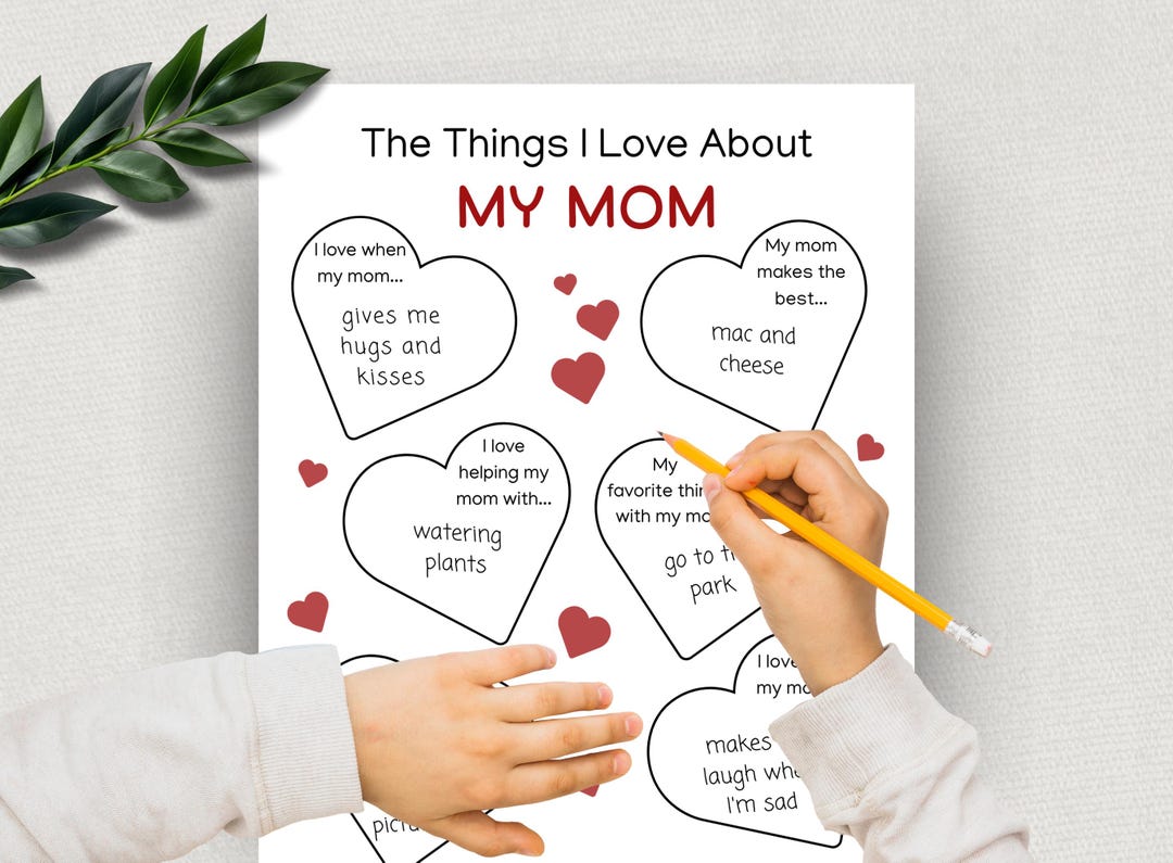 Things I Love About My Mom/mum, Printable Mothers Day Writing Activity ...