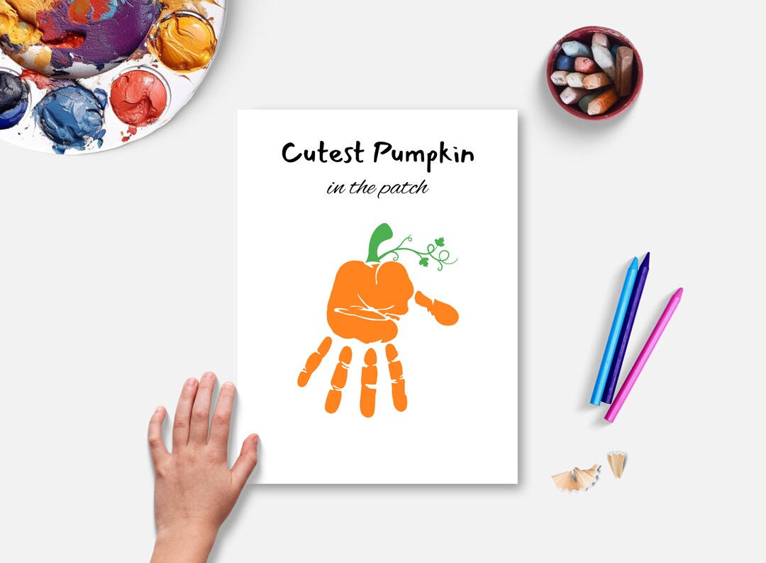 Pumpkin Handprint Art, Fall Printable Handprint Craft, Autumn Toddler ...