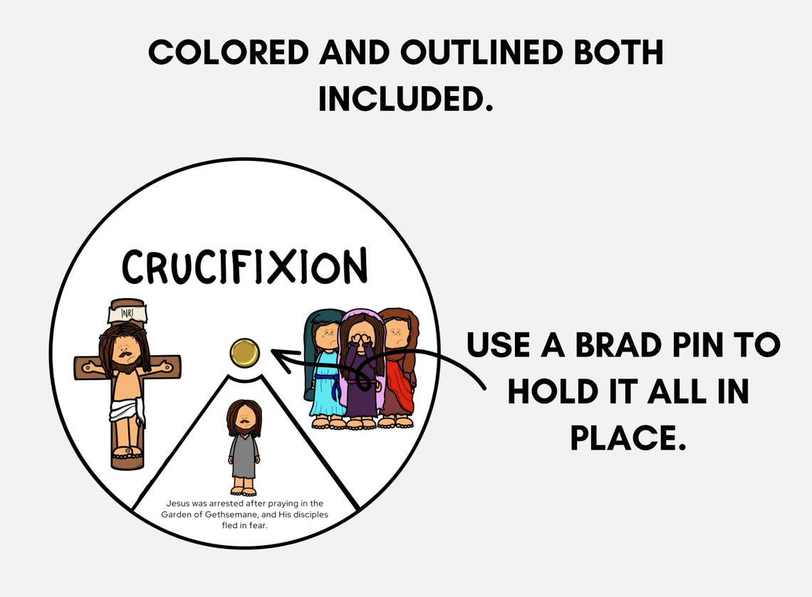Crucifixion of Jesus, Printable Bible Coloring Wheel, Sunday School ...