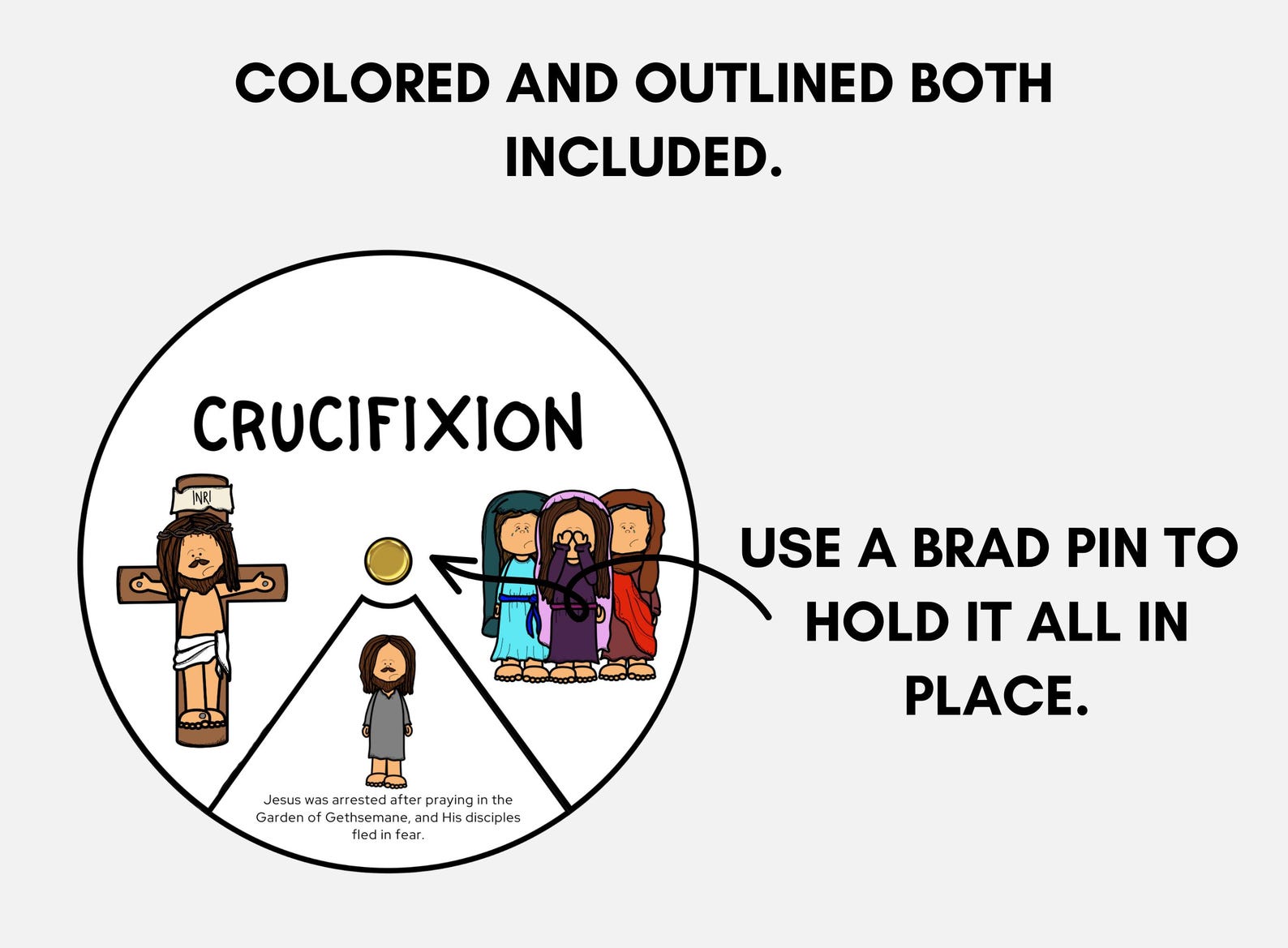 Crucifixion of Jesus, Printable Bible Coloring Wheel, Sunday School ...