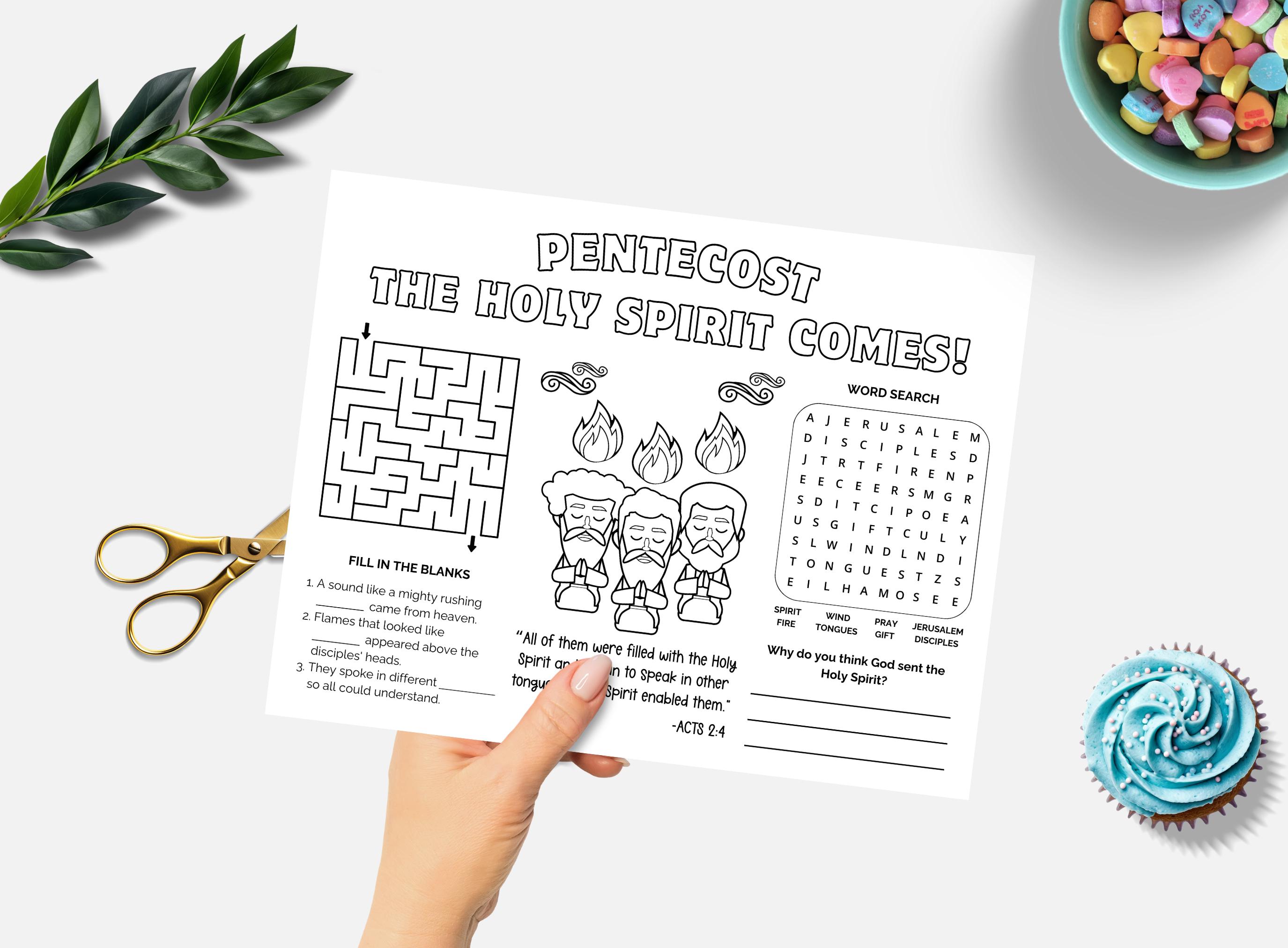 Day of Pentecost, Printable Holy Spirit Bible Lesson Activity Placemat ...