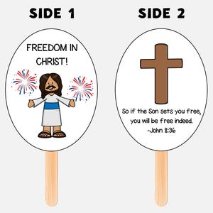 Freedom in Jesus, Printable 4th of July Bible Fan Craft, Sunday School ...