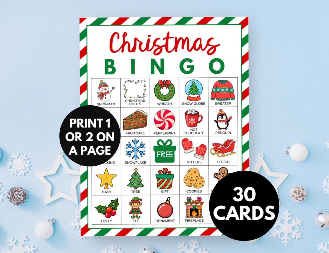 Christmas Bingo, 30 Holiday Bingo Cards, Fun Christmas Party Games ...