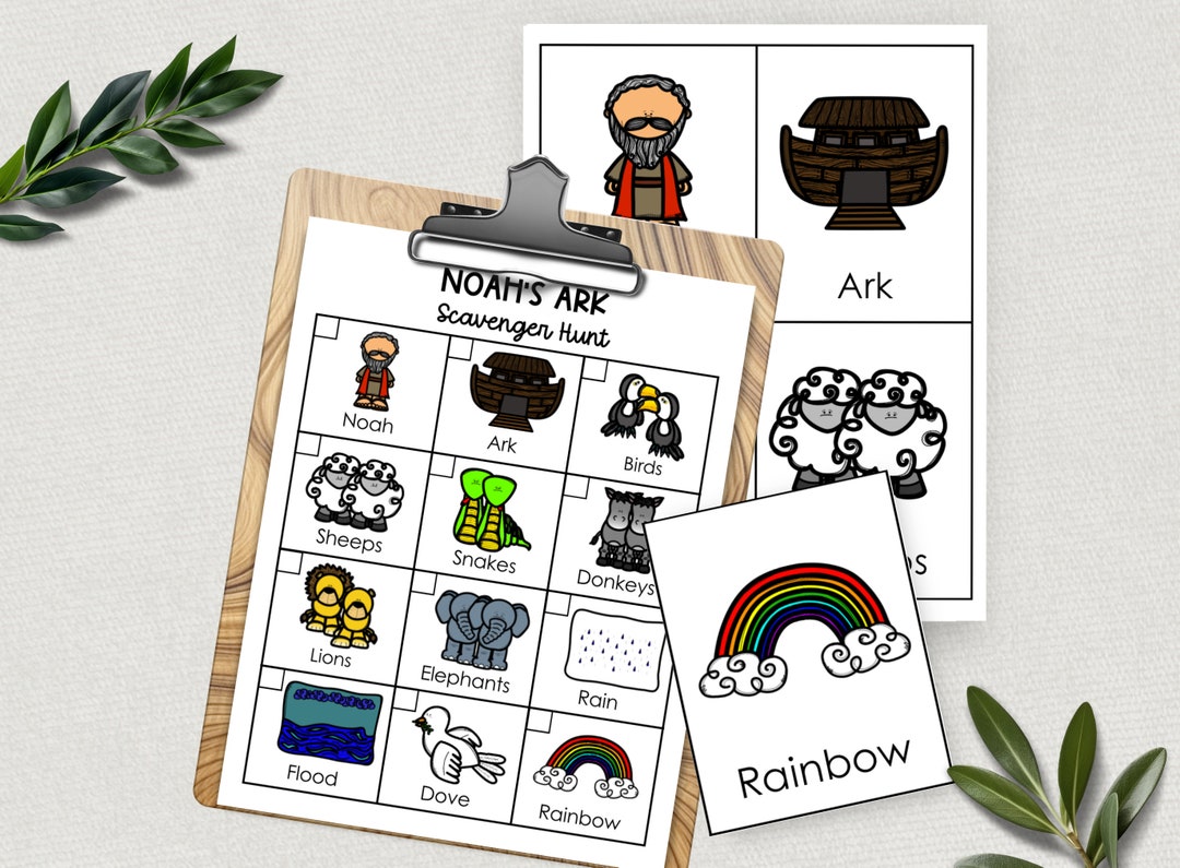 Noah's Ark, Printable Bible Scavenger Hunt, Sunday School Game, Kids ...
