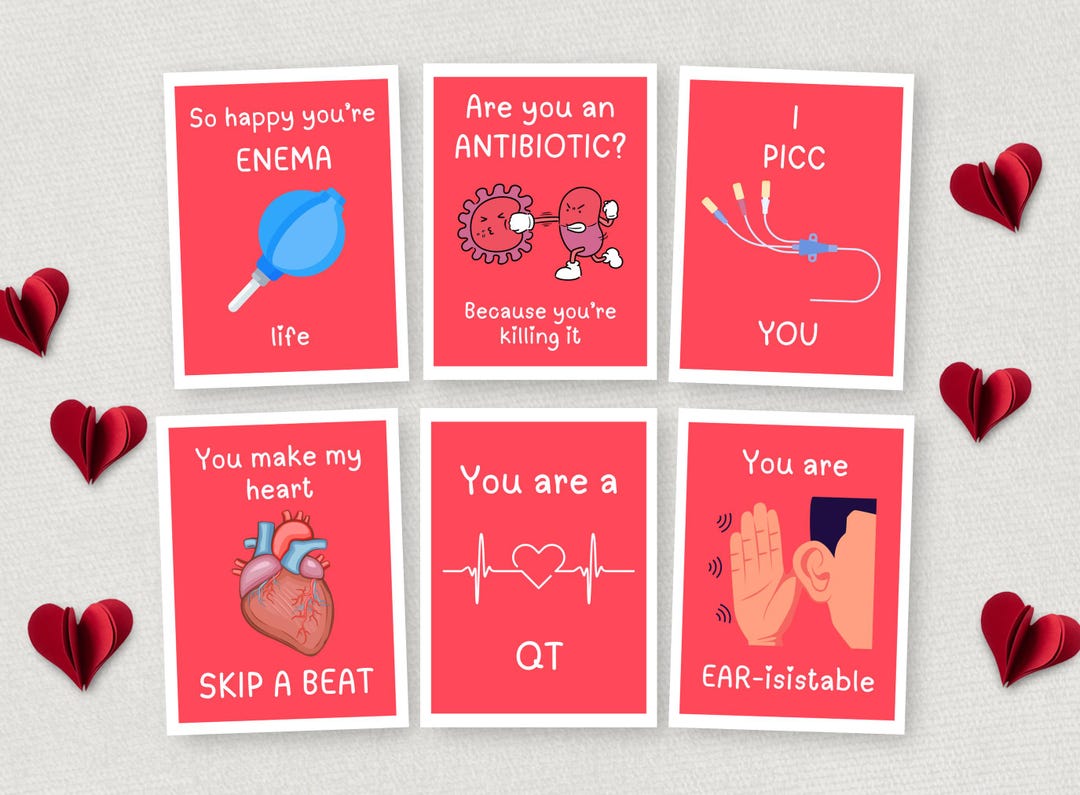 Medical Valentines, Printable Nurse Valentine Gift Tags, Funny ...