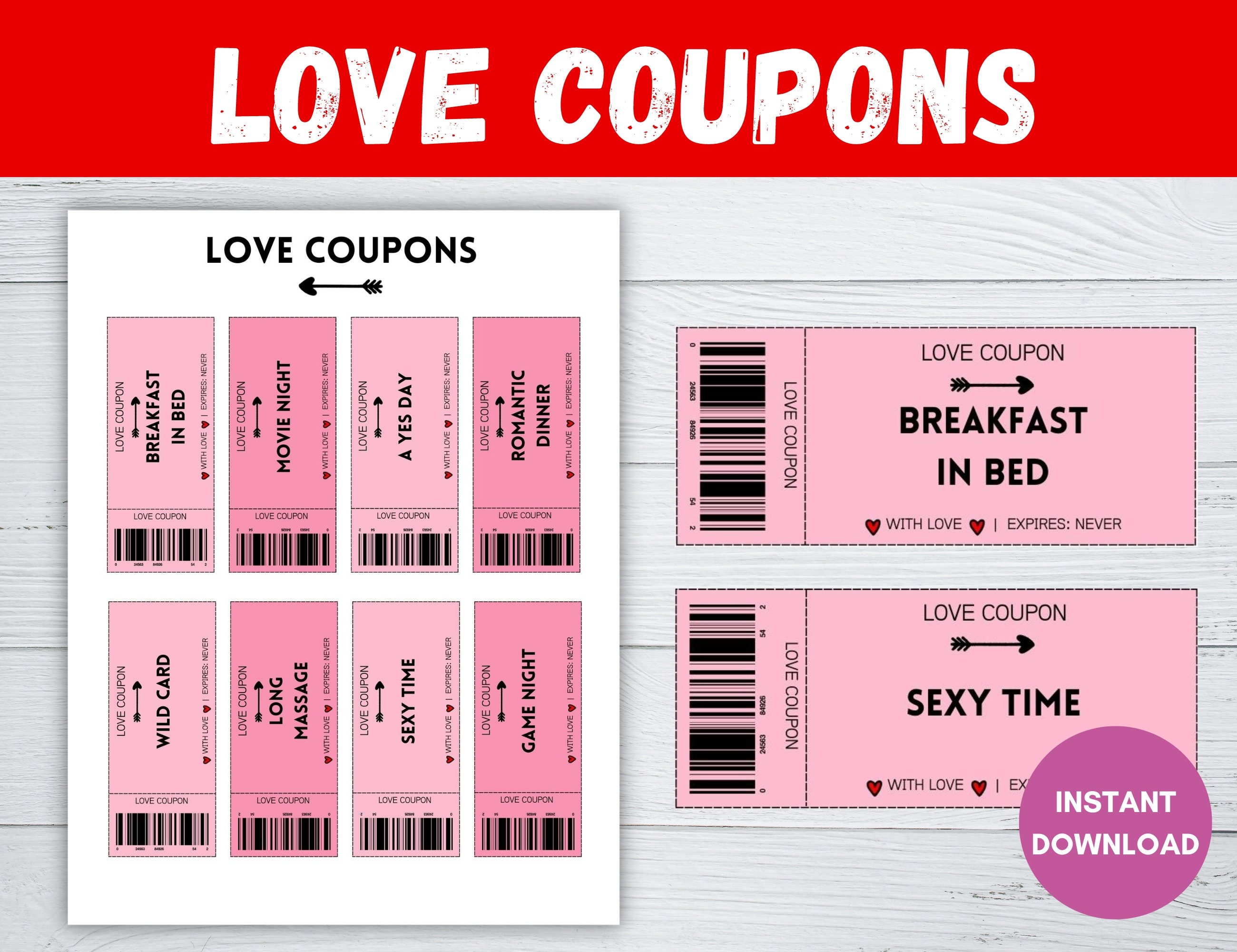 Editable Love Coupons Printable Valentines Coupons Date - Etsy