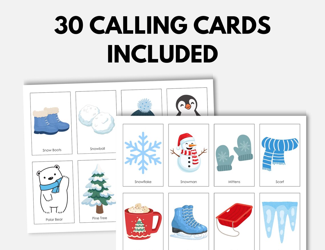 Winter Bingo, 100 Holiday Bingo Cards, Fun Winter Wonderland Party ...
